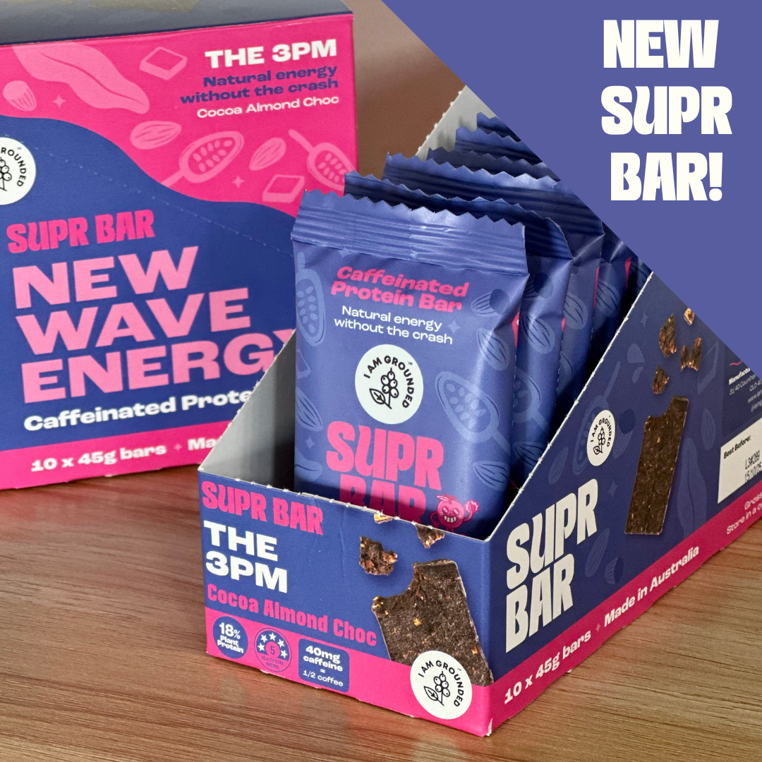 SUPR Bar Cocoa Almond Choc Caffeinated Protein Bar – I Am Grounded
